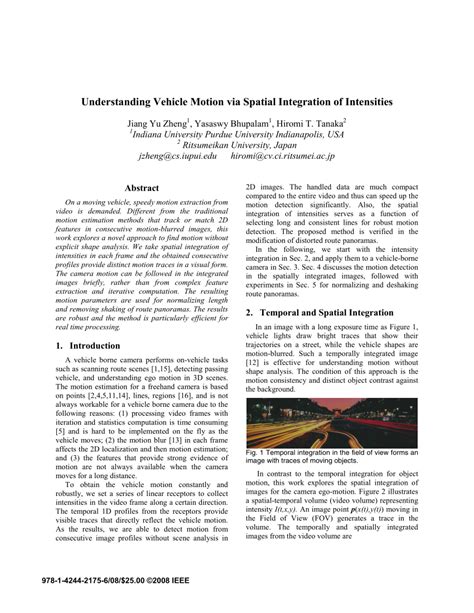 Pdf Understanding Vehicle Motion Via Spatial Integration Of Intensities
