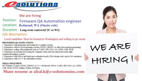 Afzal Khan On Linkedin Firmware Qa Engineer Redmond Washington Contract C2c W2