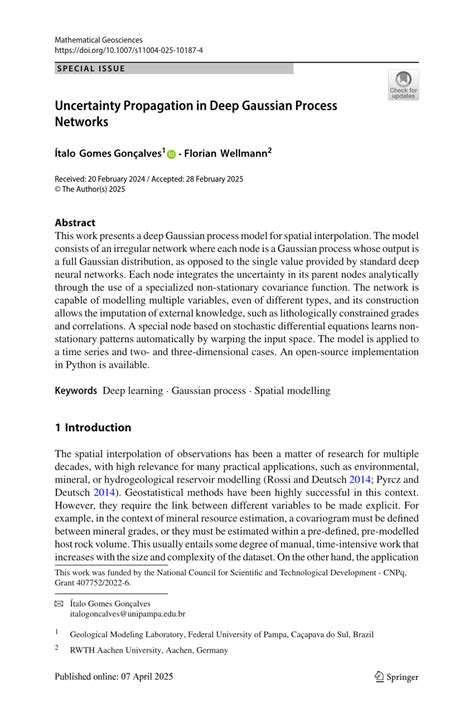 PDF Uncertainty Propagation In Deep Gaussian Process Networks