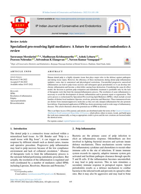 PDF Specialized Pro Resolving Lipid Mediators A Future For