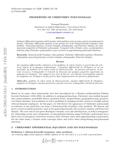 Properties Of Chebyshev Polynomials Pdf Ordinary Differential Equation Interpolation