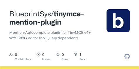 Github Blueprintsystinymce Mention Plugin Mentionautocomplete