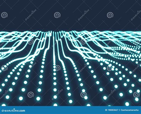 Abstract Digital Wave Of Glowing Particles Hi Tech Background Stock Illustration Illustration