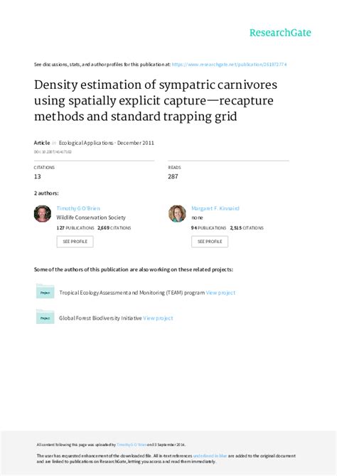 pdf density estimation of sympatric carnivores using spatially explicit capture recapture