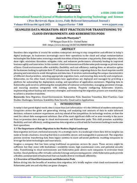 Seamless Data Migration Best Practices For Transitioning To Cloud Environments And Kubernetes