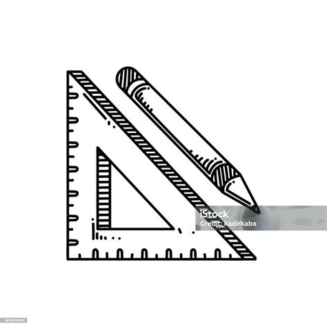 연필 및 눈금자 선 아이콘 스케치 디자인 픽셀 퍼펙트 편집 가능한 스트로크 로고 기호 기호 눈금자에 대한 스톡 벡터 아트 및