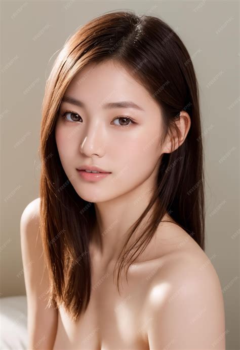 Portrait Of A Beautiful Nude Japanese Woman With Straight Dark