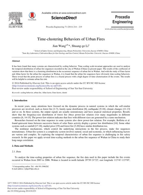 Pdf Time Clustering Behaviors Of Urban Fires