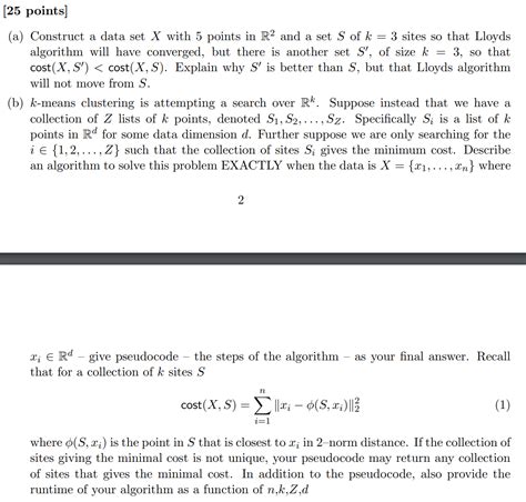 Solved A Construct A Data Set X With Points In R And A Chegg