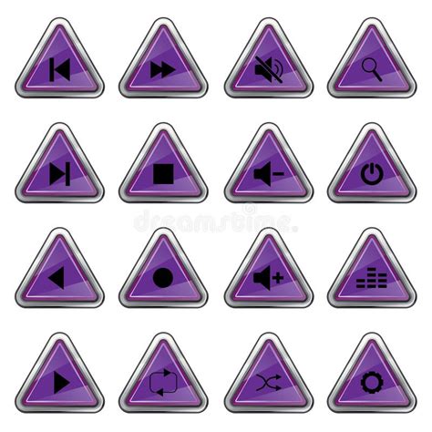 The Purple Triangle Button Has Several Symbols Stock Vector Illustration Of Pattern Aqua