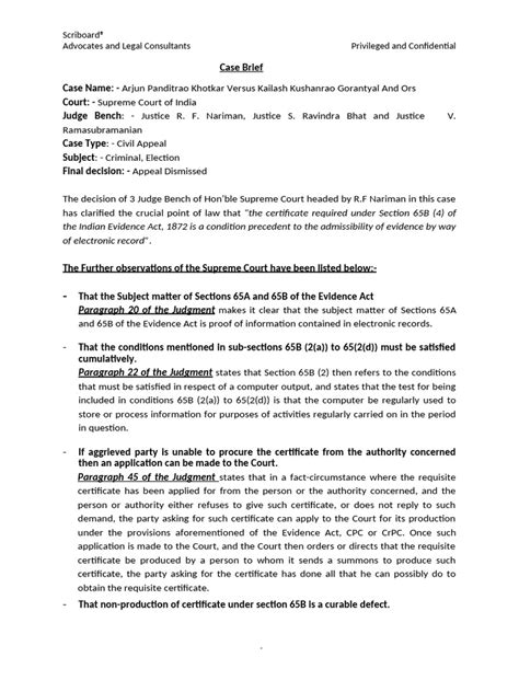 Section 65b Case Brief 1 4 Pdf Judgment Law Supreme Court Of The United States