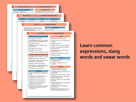 Thai Language Cheat Sheets Improve Your Language Skills With This Useful And Easy To Understand