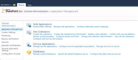 adding custom action in central administration