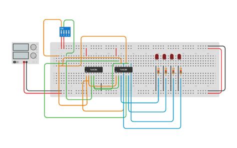 circuit design 2 4 line decoder tinkercad