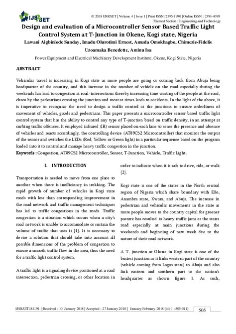 pdf design and evaluation of a microcontroller sensor based traffic
