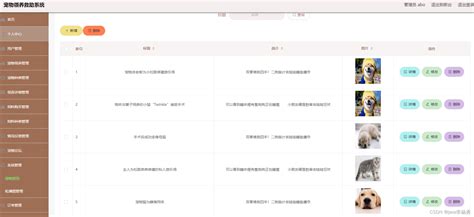 基于java实现宠物领养救助交流平台设计和实现 宠物助养java增删改查页面 csdn博客