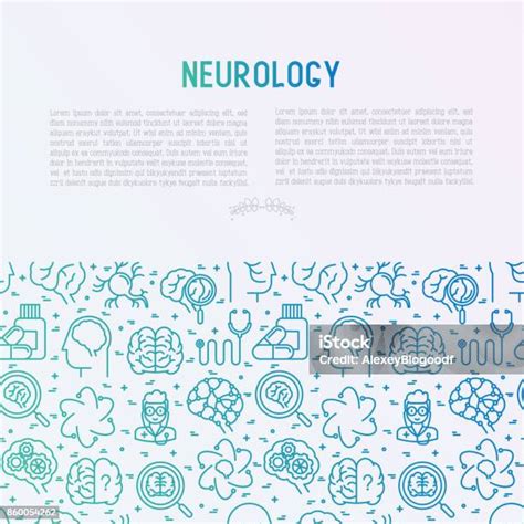얇은 선 아이콘으로 신경과 개념 뇌 신경 신경 연결 신경과 돋보기 벡터 일러스트 의료 조사 또는 보고서에 대 한 텍스트를 위한