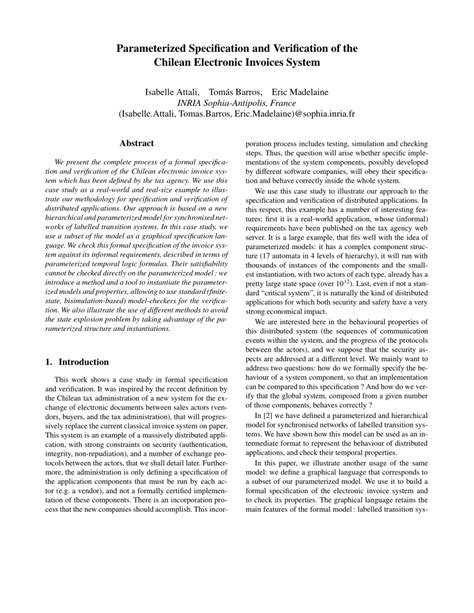 Pdf Parameterized Specification And Verification Of The Chilean