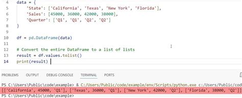 Convert A Pandas Dataframe To A List In Python