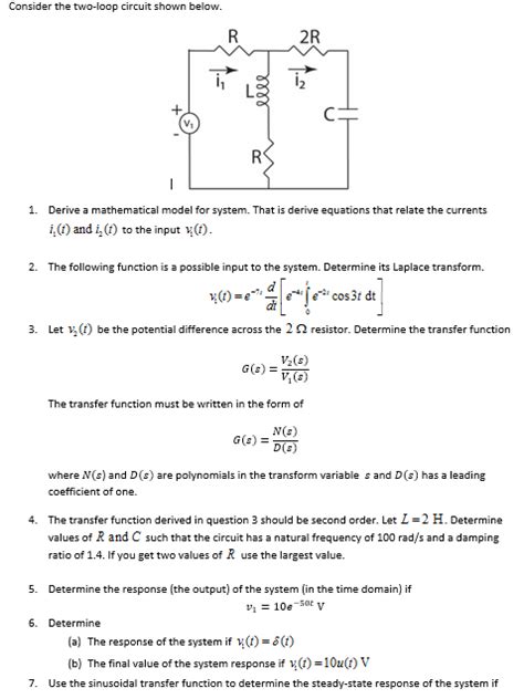 Solved Consider The Two Loop Circuit Shown Below Derive A Chegg