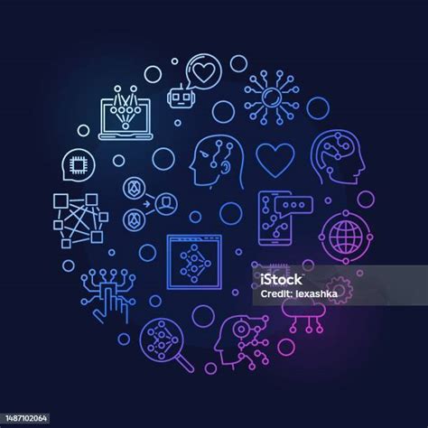 Machine Learning Linear Round Colored Banner Ml Concept Vector