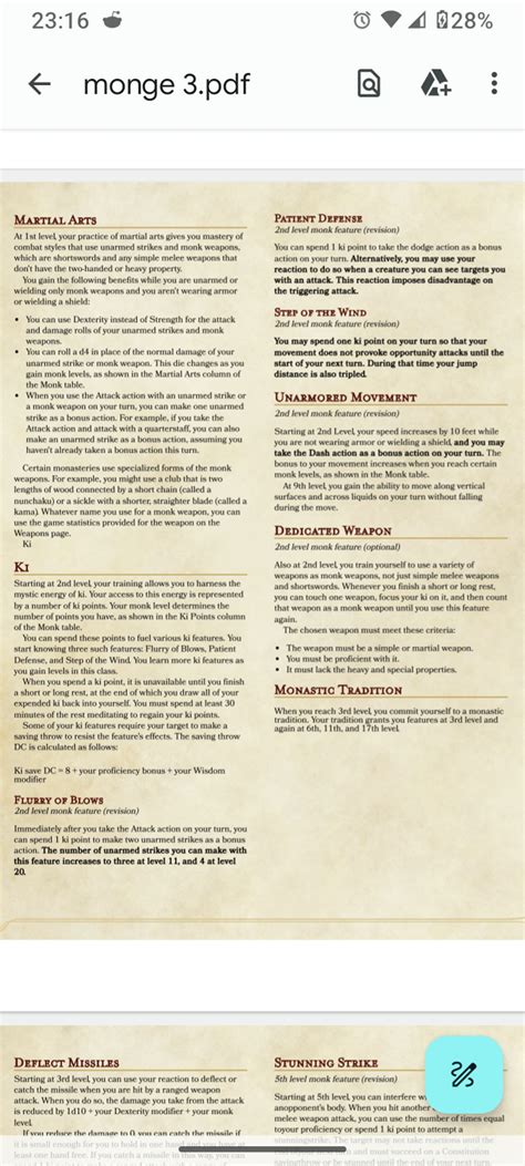 What You Think Of This Monk Homebrew Fixed R Dungeonsanddragons
