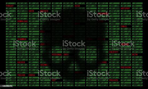 Digital Binary Code And A Skull With Modern Crypto And Cybersecurity