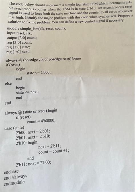 Solved The Code Below Should Implement A Simple Four State