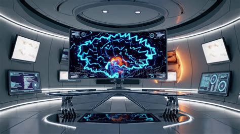 Complex Network Activity Displays On A Large Screen In Advanced Command Center Surrounded By