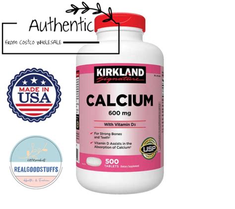 Kirkland Signature Calcium 600mg With Vitamin D3 500 Tablets Bones