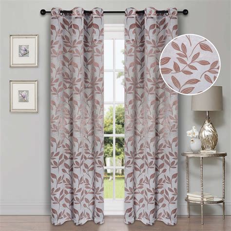 Superior Leaves Blackout Curtain Panel 6 Grommets Set Of 2 42 W X