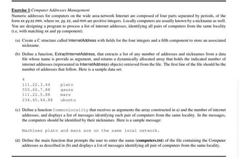 solved exercise 1 computer addresses management numeric