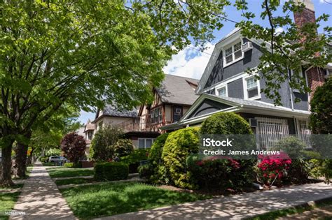 Row Of Beautiful Neighborhood Homes In Midwood Brooklyn Of New York