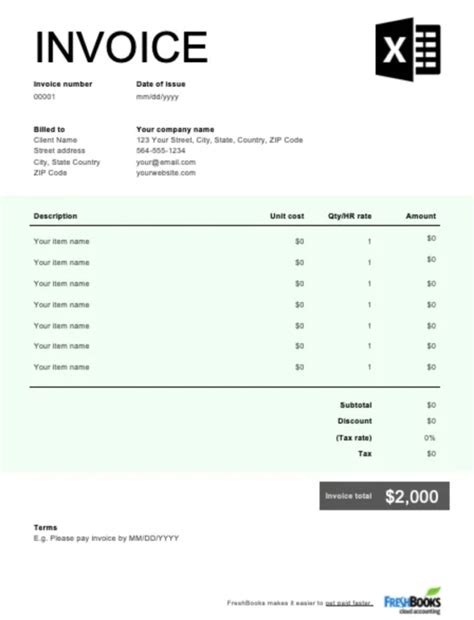 How To Create An Excel Invoice Template Free Templates