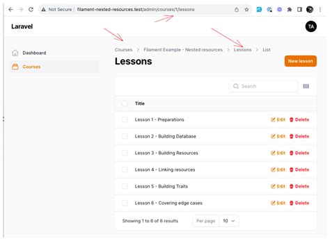 filament v3 nested resources solution with trait and pages