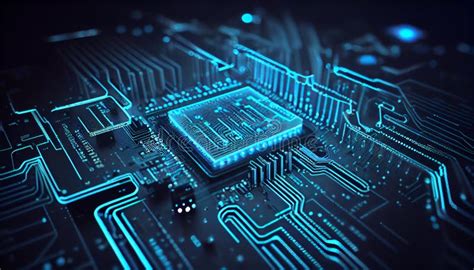 Binary Circuit Board Future Technology Blue Cyber Stock Illustration