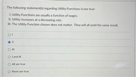 Solved The following statement(s) ﻿regarding Utility | Chegg.com