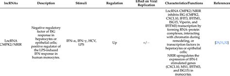Interferon Ifn Induced Lncrnas Act As Isgs And Are Involved In The