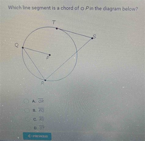 solved which line segment is a chord of 0 pin the diagram below a