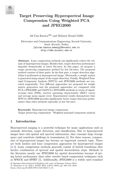 Pdf Target Preserving Hyperspectral Image Compression Using Weighted