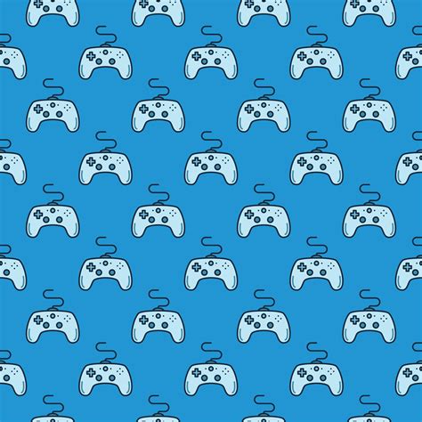 Computer Gamepad Vector Gamer Controlling Device Blue Modern Seamless Pattern Vector