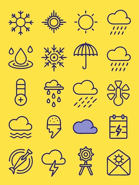A Collection Of Different Illustrations With Different Symbols And The Weather Premium AI