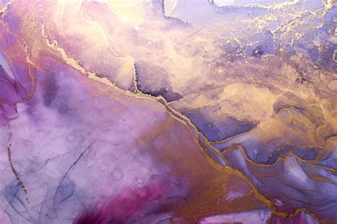 알코올 잉크 기술의 고급 다채로운 추상적 배경 황금 액체 페인팅 대리석 질감 흩어져 아크릴 방울과 소용돌이 얼룩 인쇄 재료 0명에 대한 스톡 사진 및 기타 이미지 Istock