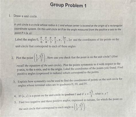 Solved A Unit Circle Is A Circle Whose Radius Is And Whose Chegg