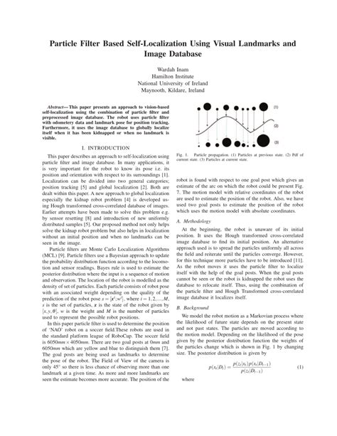Pdf Particle Filter Based Self Localization Using Visual Landmarks