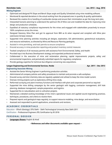 Mining And Geological Engineer Resume Examples And Template With Job Winning Tips