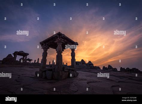 Beautiful Ancient Architecture Of Temples On Hemakuta Hill In Hampi From 14th Century