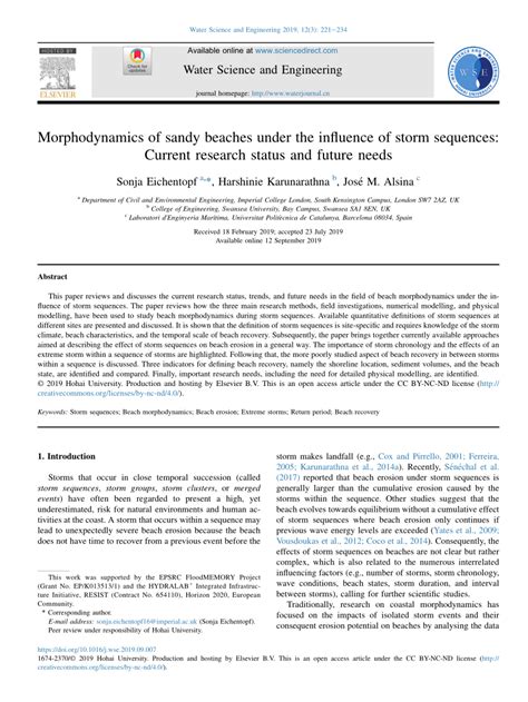 Pdf Morphodynamics Of Sandy Beaches Under The Influence Of Storm Sequences Current Research