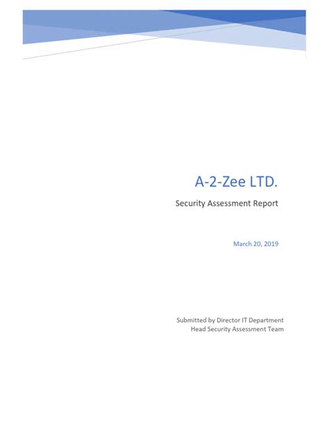 Security Assessment Report Pdf Security Computer Security