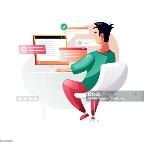 프로그래머는 작업 프로젝트에 집중했습니다 프로그래밍 및 코딩 기술 개발 코드가있는 화면 작업 작업을하는 개발자 노트북과 Pc와